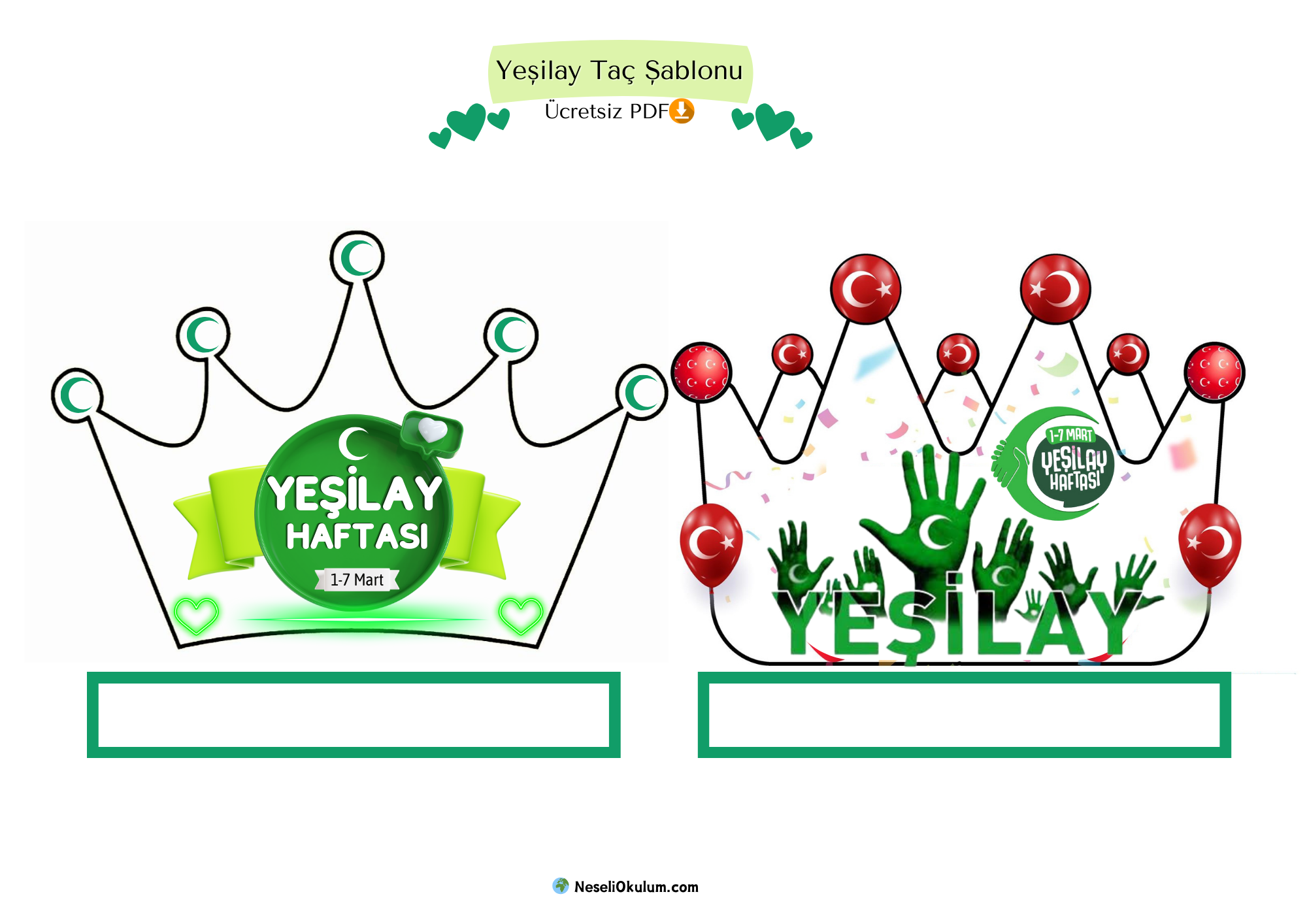 Yeşilay Haftası Taç Şablonu - Etkinlikleri, Pano